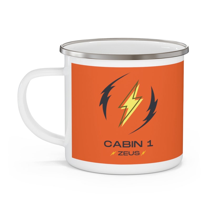 Percy Jackson Camp Half Blood Cabin 1 (zeus) Orange Enamel Camping Mug ...