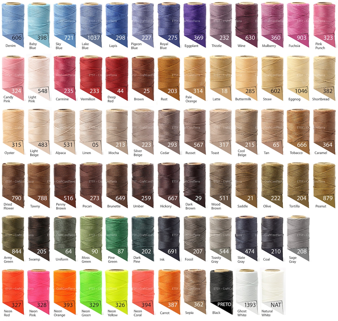 140 Colors Linhasita 1mm Waxed Polyester Cord, Macrame, Knotting String ...