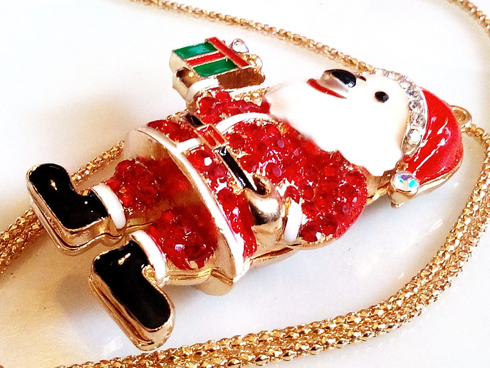 SANTA CLAUS NECKLACE Delightful Rhinestoned & Enameled - Etsy