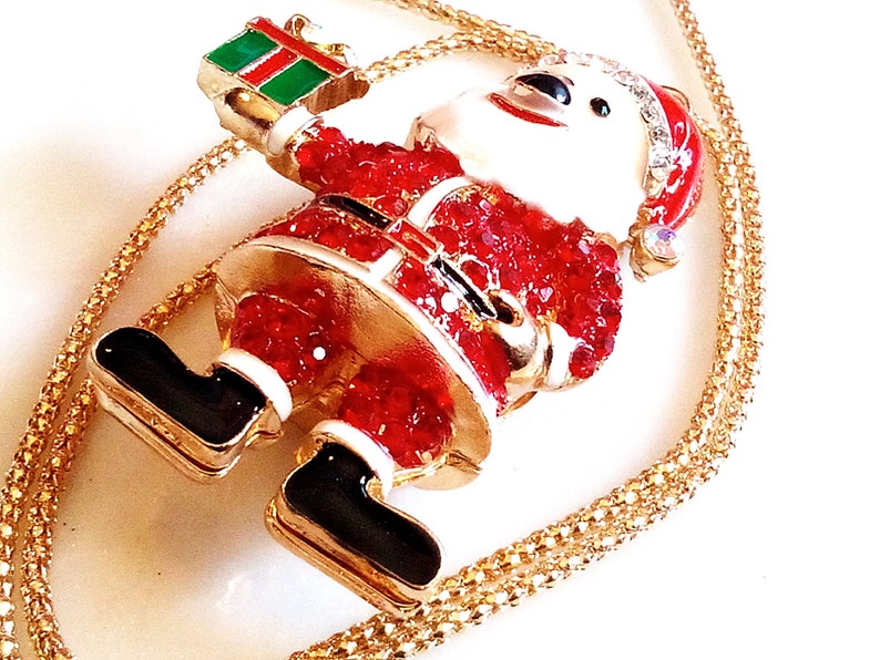 SANTA CLAUS NECKLACE Delightful Rhinestoned & Enameled - Etsy