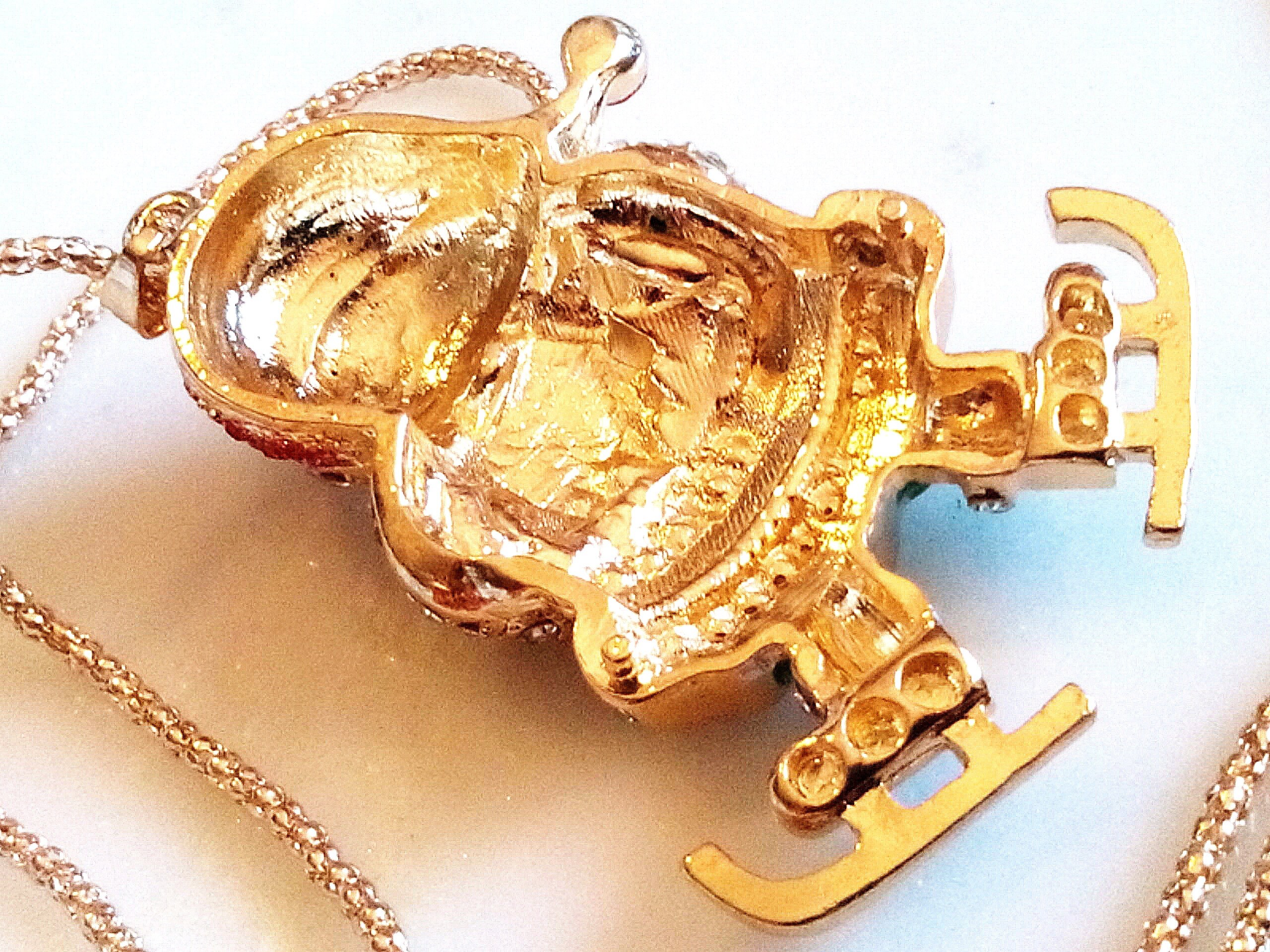 SANTA CLAUS NECKLACE Radiant Rhinestoned & Enameled Christmas | Etsy