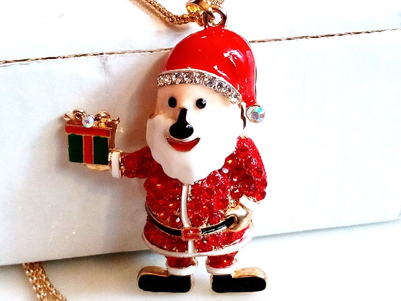 SANTA CLAUS NECKLACE Delightful Rhinestoned & Enameled - Etsy