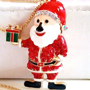 SANTA CLAUS NECKLACE Delightful Rhinestoned & Enameled - Etsy