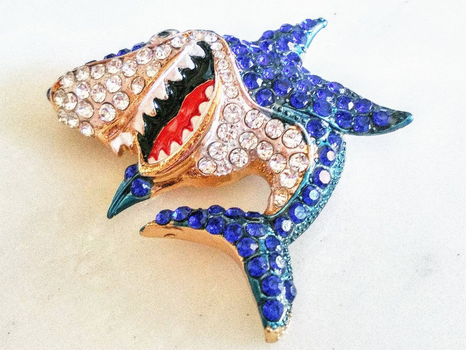 RHINESTONE SHARK BROOCH Fabulous Sapphire Blue & Clear - Etsy
