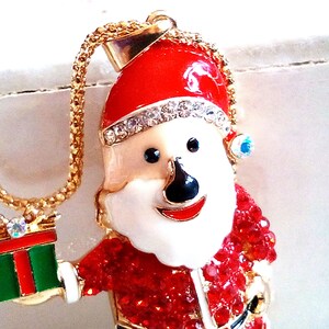 SANTA CLAUS NECKLACE Delightful Rhinestoned & Enameled - Etsy