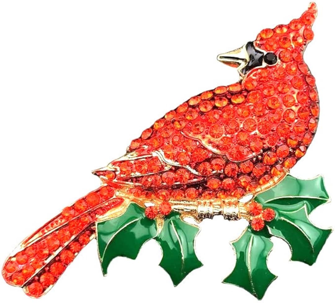 RHINESTONE CARDINAL BROOCH Christmas Gift Animal/bird/figural/pin ...