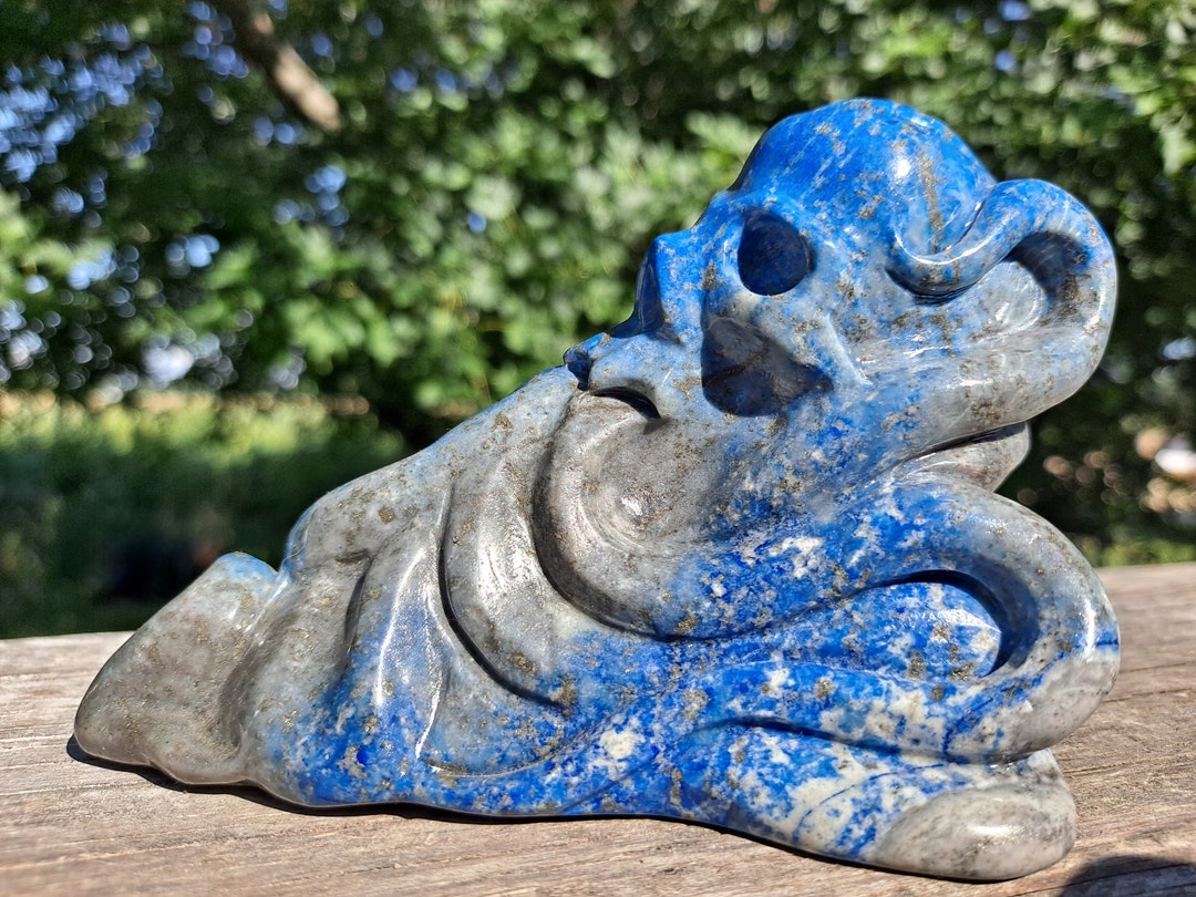 Lapis Lazuli Sea Goddess Skull and Octopus Statue - Throat and Third ...