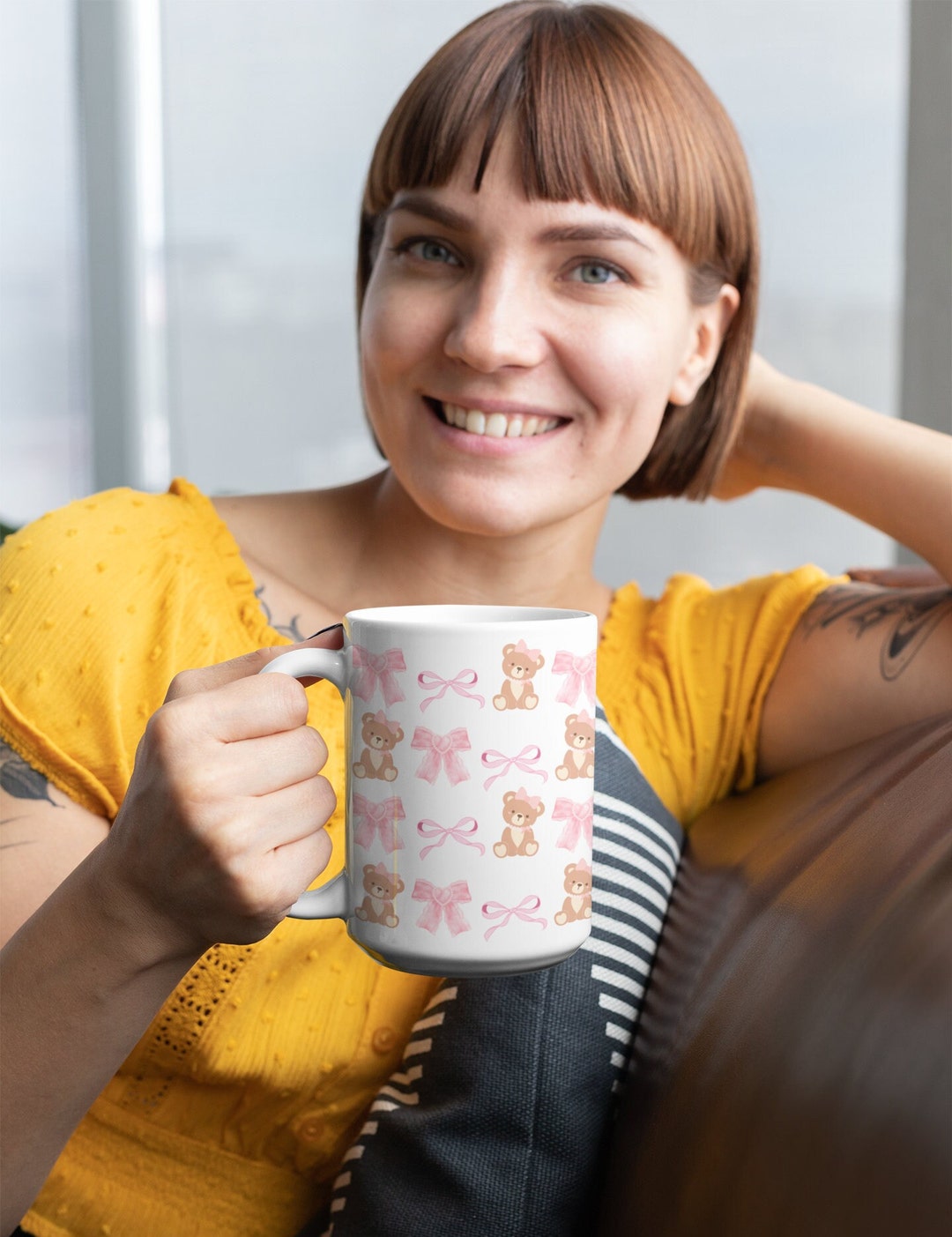 Coquette Mug Pink Mug Cute Bow Mug Gift for Mom Present for Coffee ...