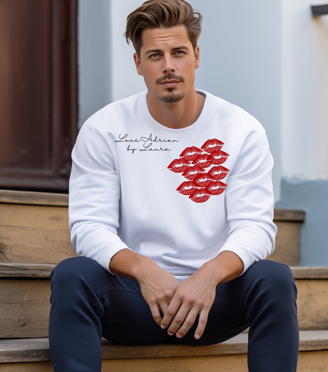 Custom Lip Print Sweatshirt, Valentines Day Sweatshirt, Lips Sweatshirt ...