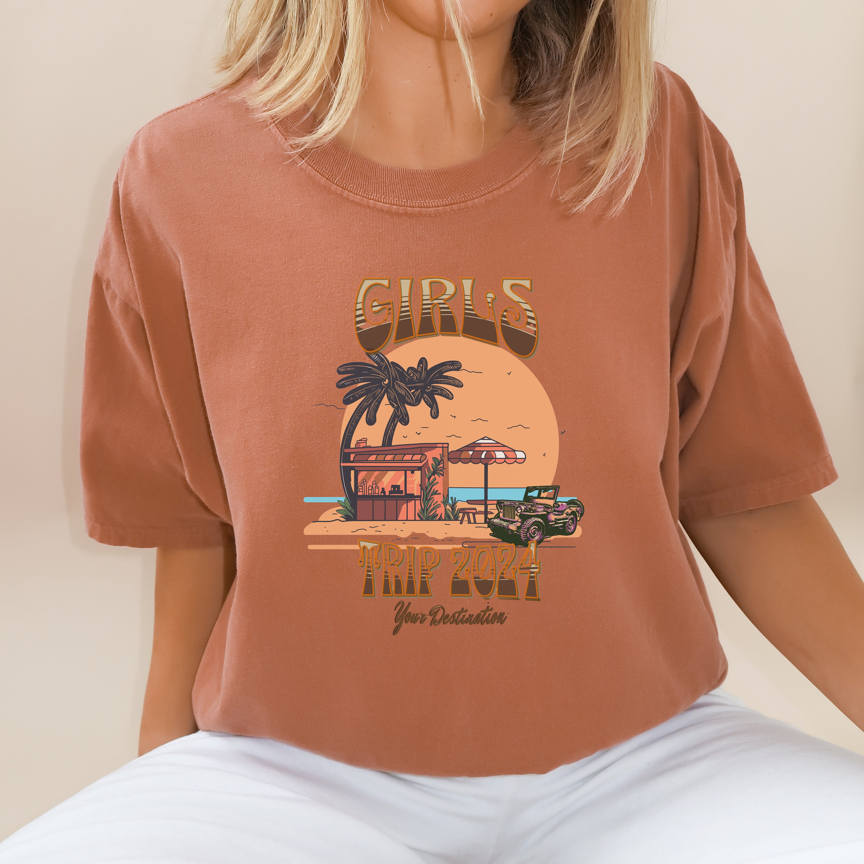 Custom Destination Girls Trip 2024 Shirt, Personalized Women Travel ...