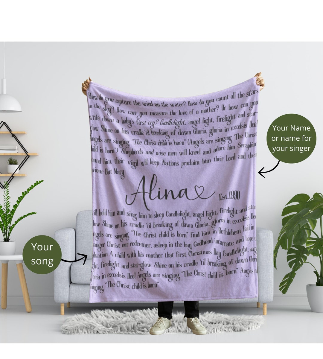 Song Lyric Custom Blanket,song Blanket Home Decor,wedding Anniversary ...