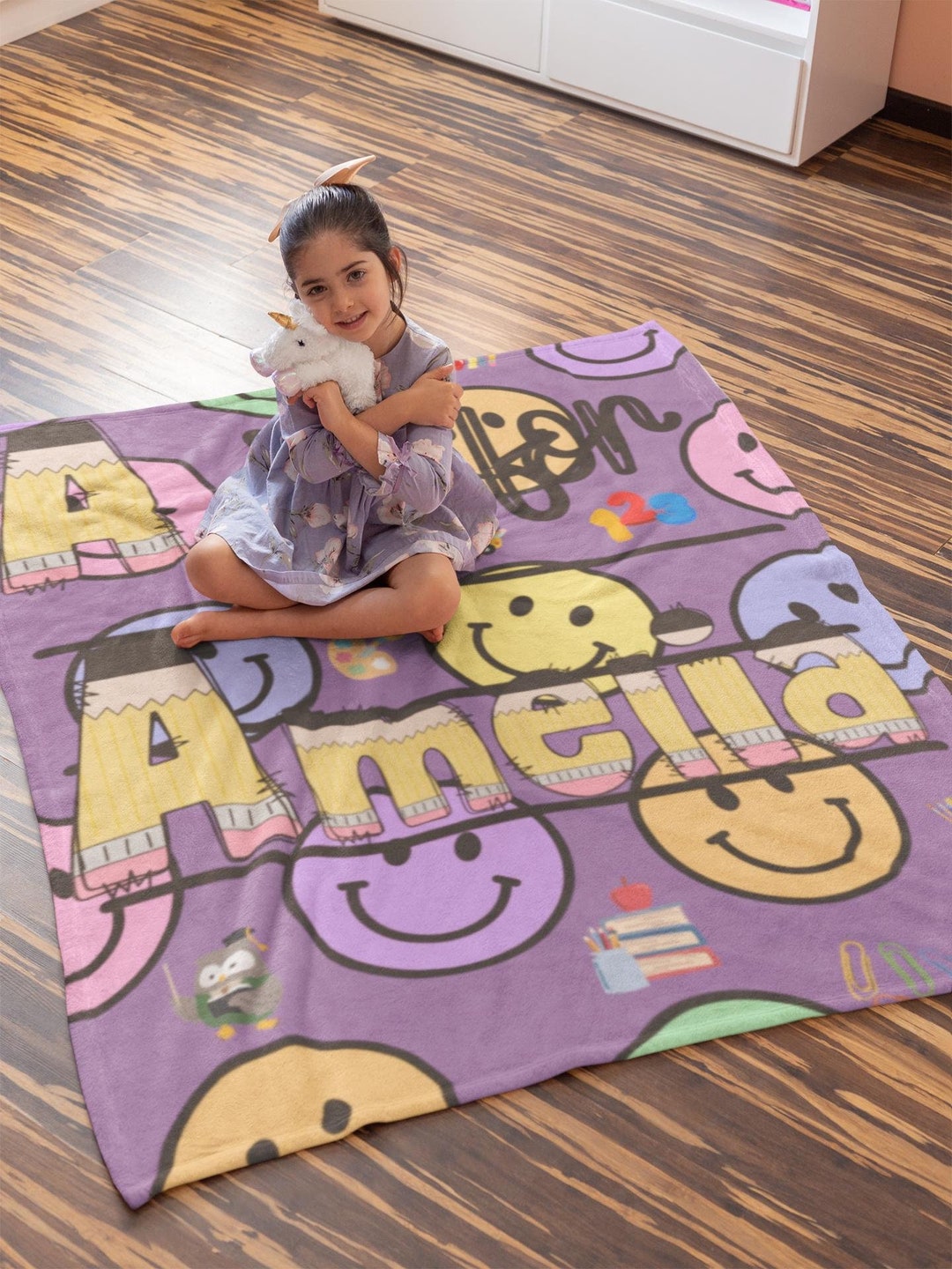 Custom Kids Name Blanket, Kids Back to School Blanket, First Day of ...