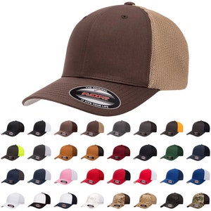 Custom Flex Fit Trucker Hat, Leatherette, Leather Patch, Personalized ...