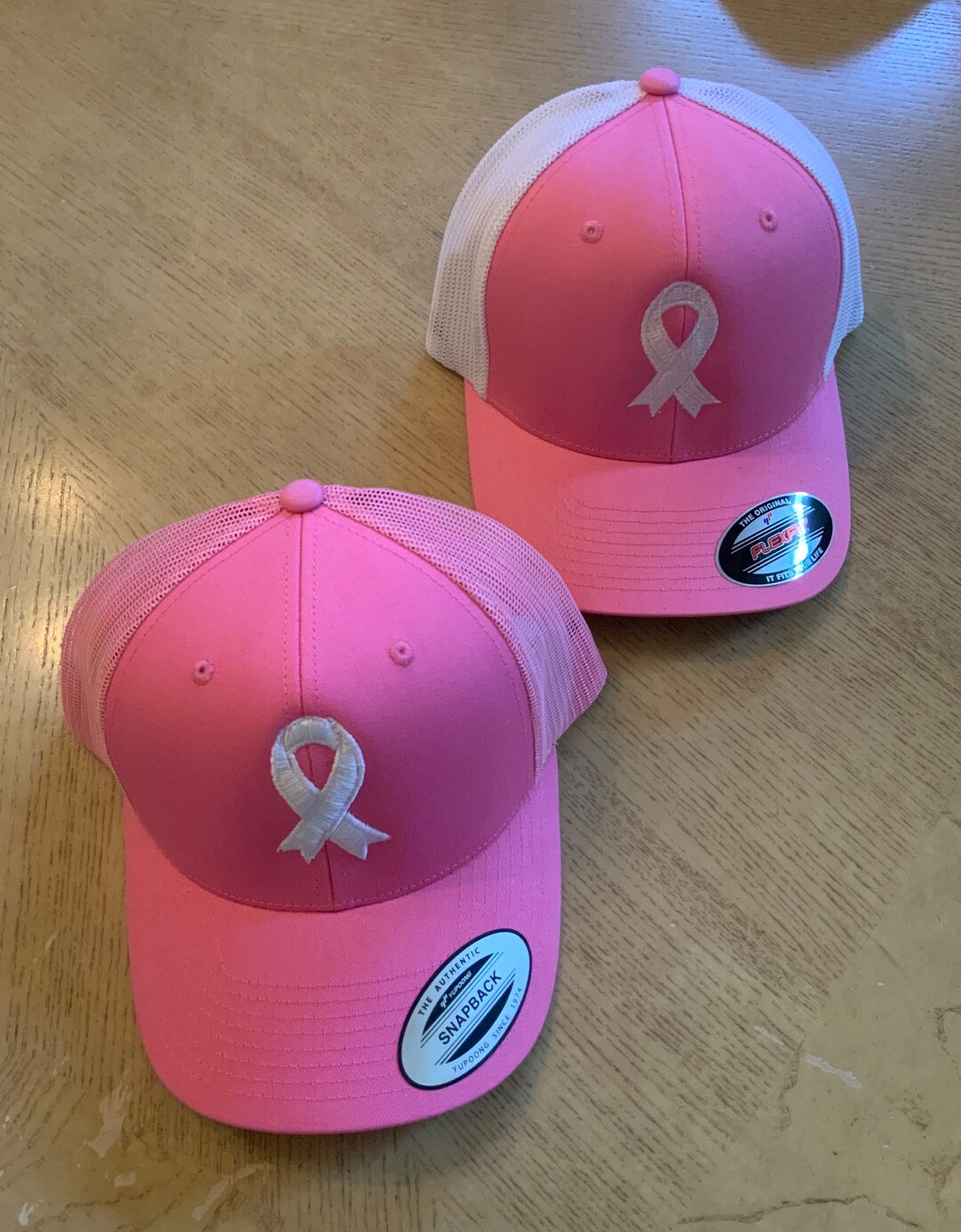 Support Breast Cancer Trucker Hat, Pink Hat White Ribbon, Cancer ...