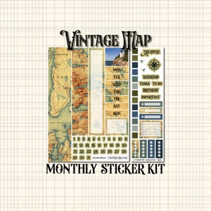 Vintage Map Monthly Sticker Kit · Undated A5 Planner Inserts · Deco ...