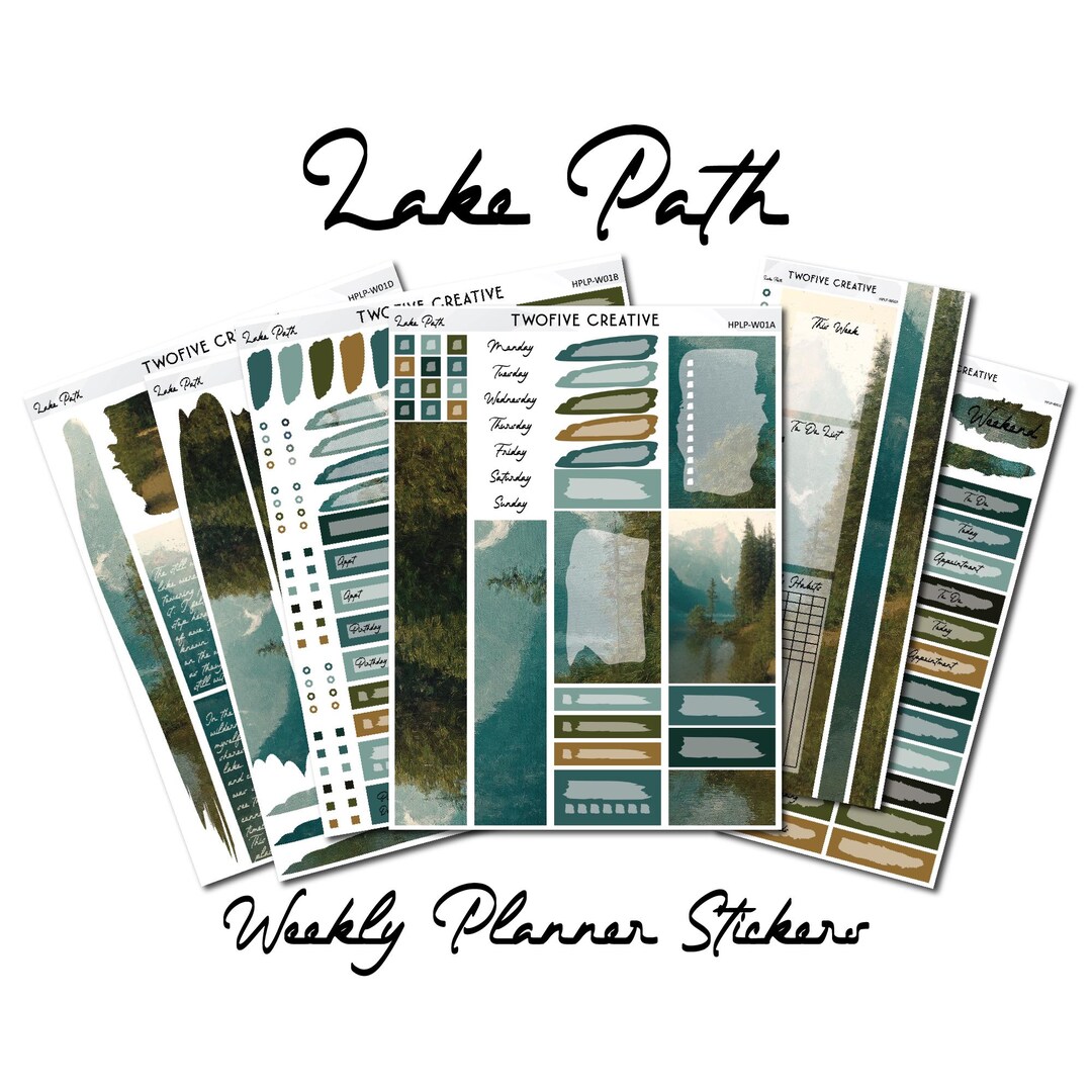 Lake Path Weekly Planner Stickers · Undated Vertical Weekly Sticker Kit ...