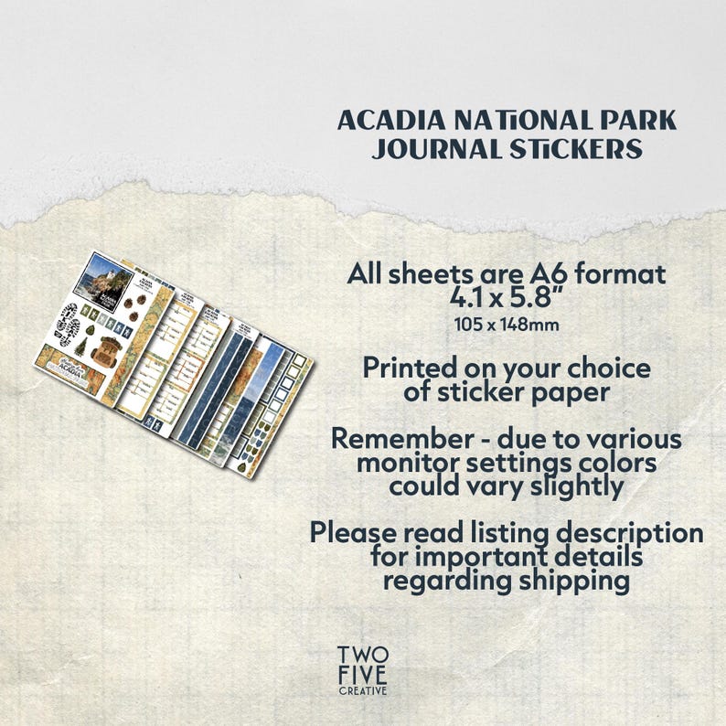 Acadia National Park Sticker Sheet · Hiking, Travel Journal, Scrapbook ...