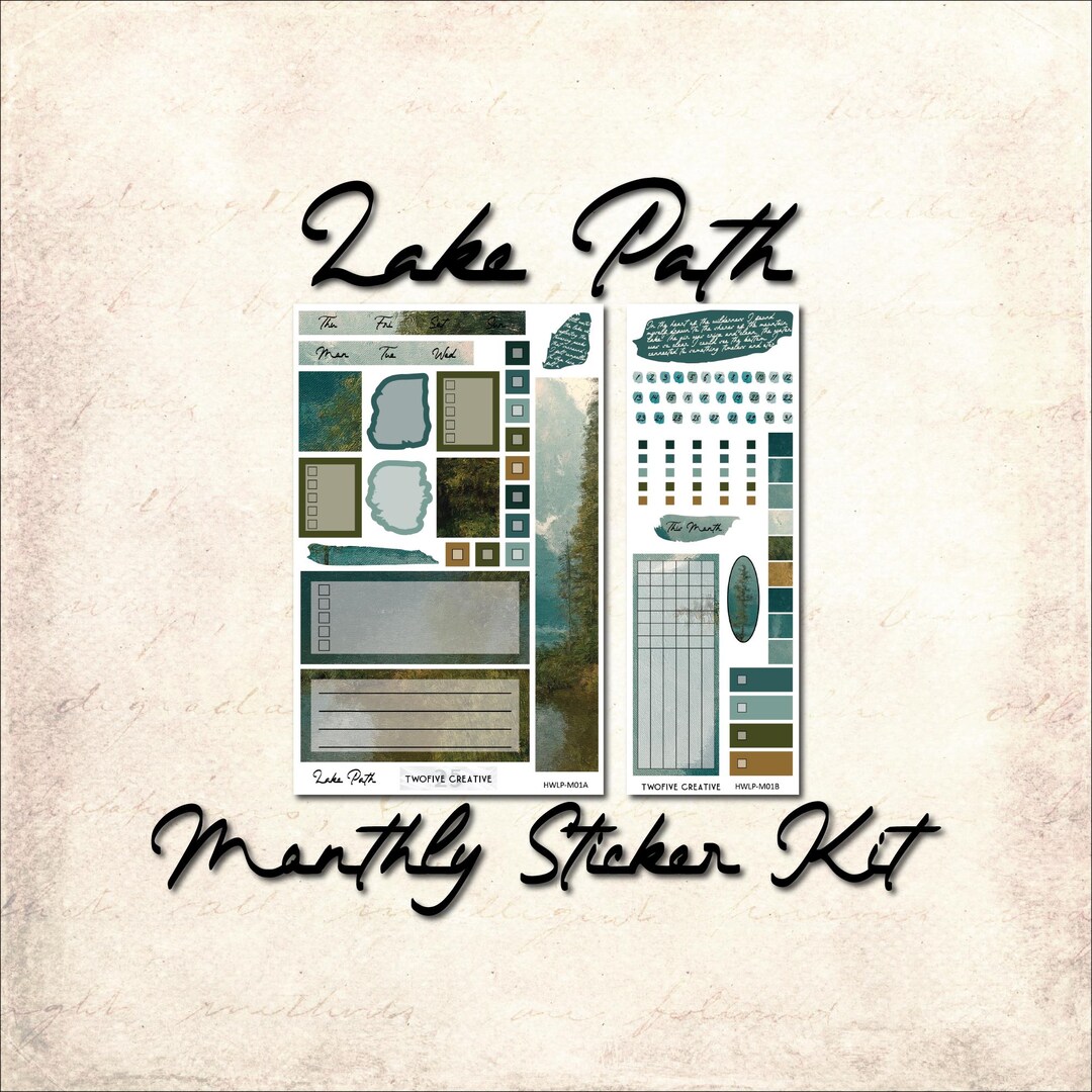Lake Path Monthly Sticker Kit · Undated A6 Planner Stickers · Deco ...