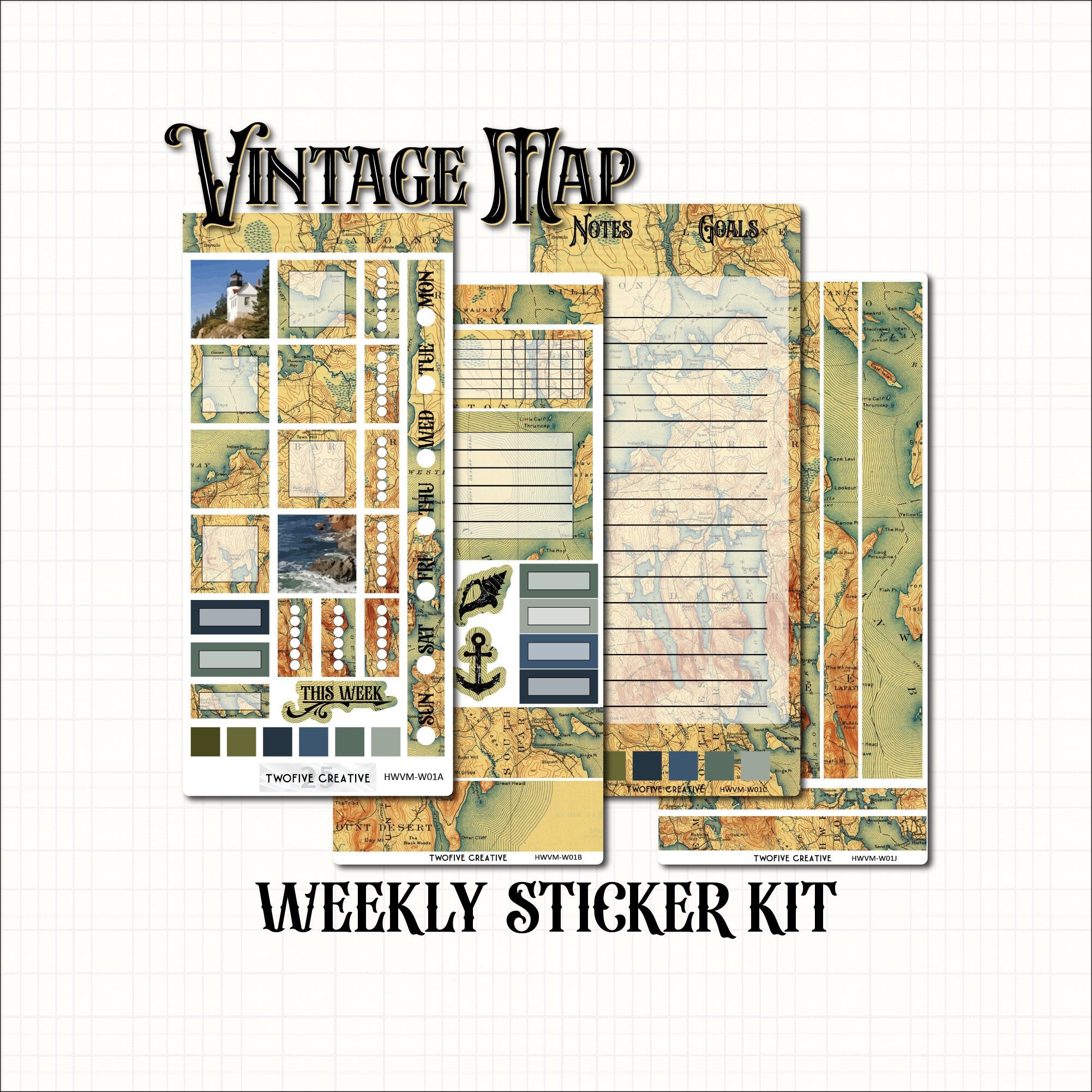 Vintage Map Weekly Sticker Kit · Undated A6 Planner Inserts · Deco ...