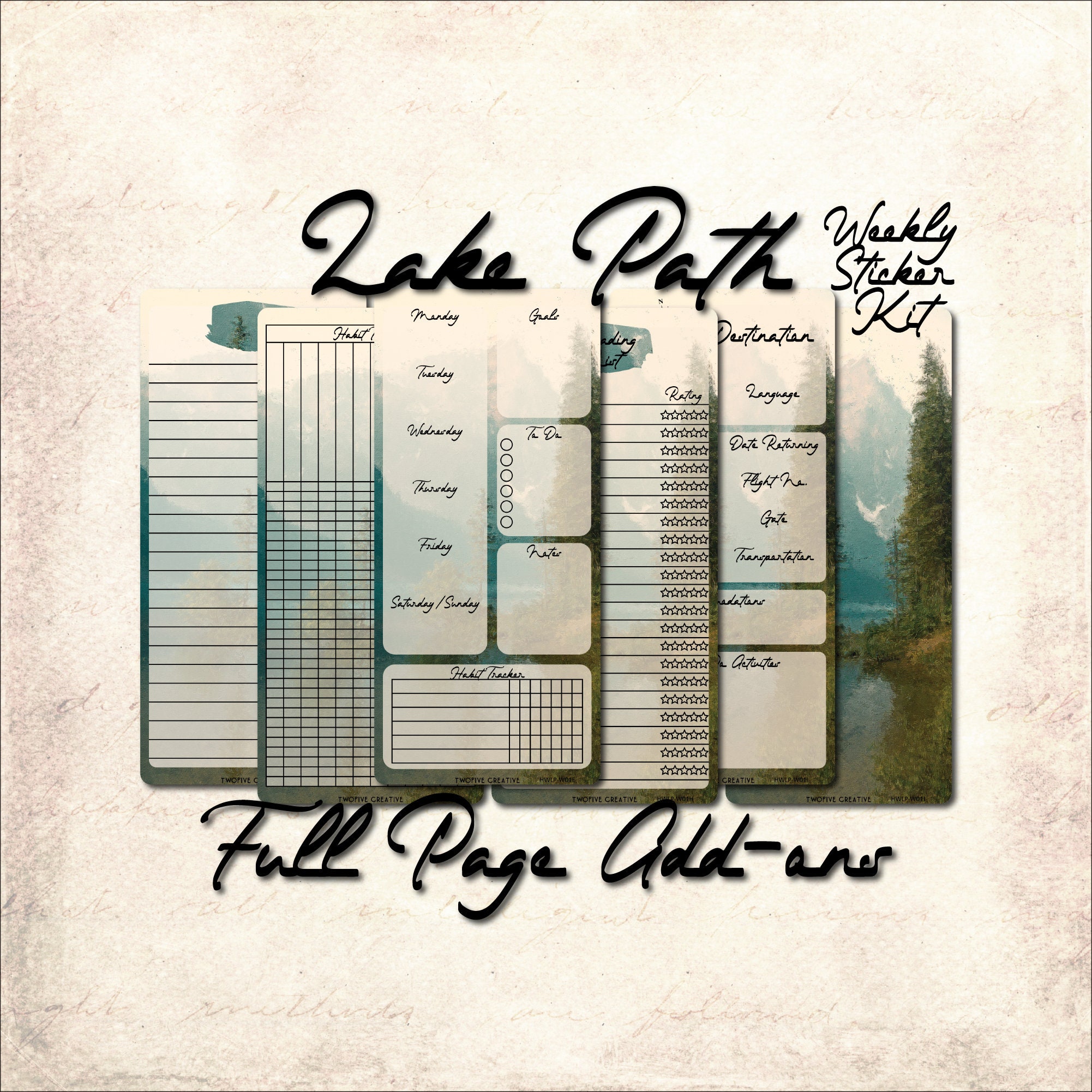 Lake Path Weekly Sticker Kit Memo Pages A6 Planner Dashboard, Habit ...