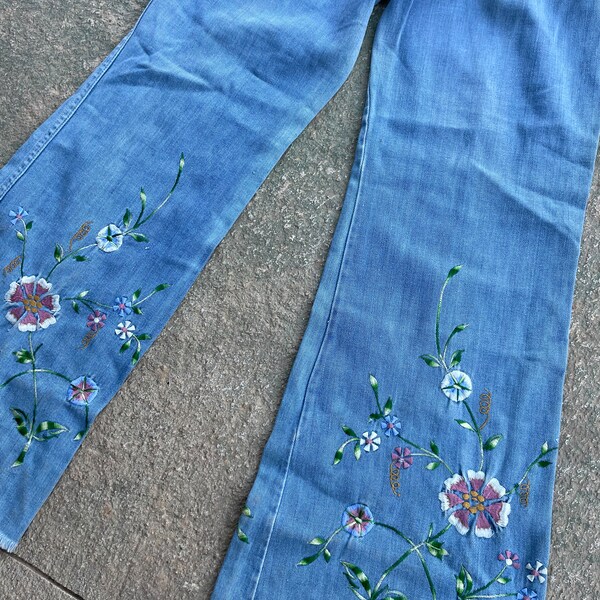 Embroidered Jeans - Etsy