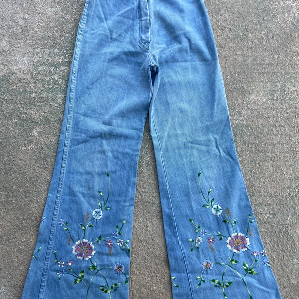 Embroidered Jeans - Etsy
