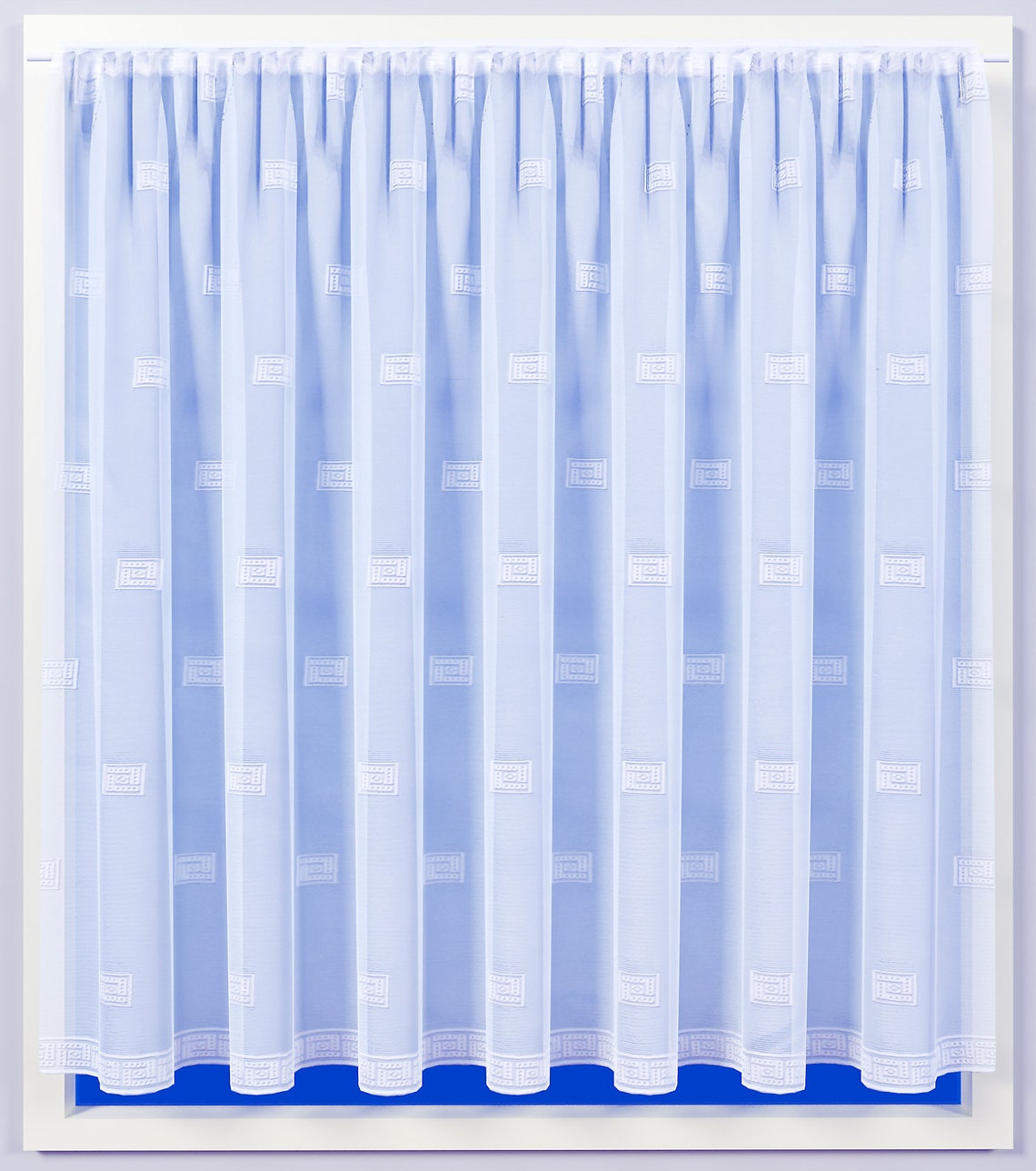 White Net Curtain Modern Squares Design With Detailed Border, Sold by ...