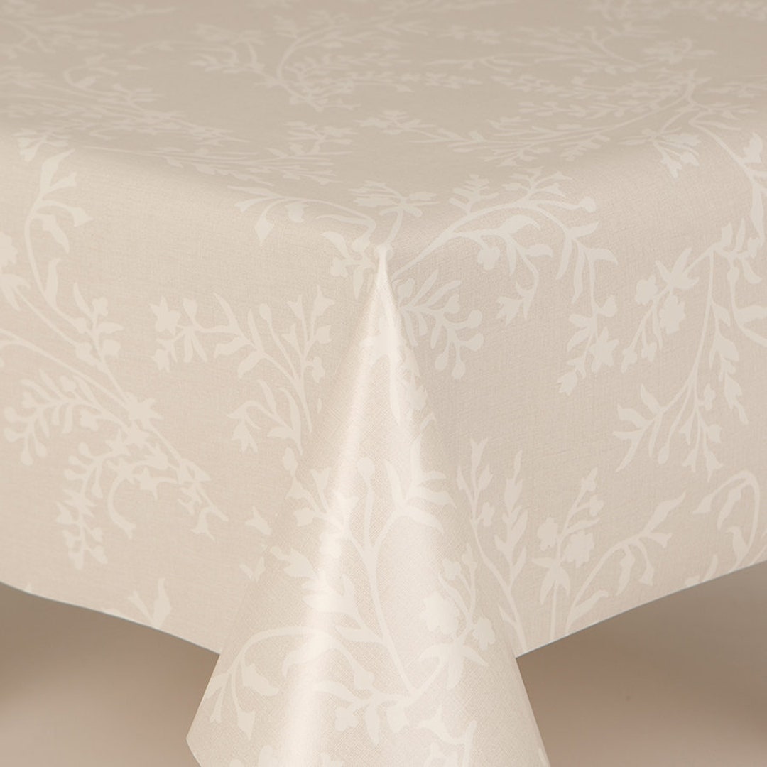 PVC Tablecloth Plantation Fern Leaves in White on Coloured Ground, Wipe ...