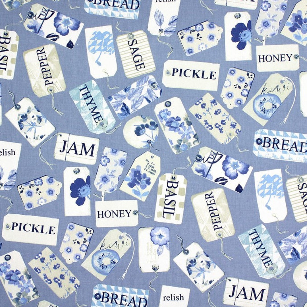 Oilcloth Tablecloth Blue My Little Kitchen, Jam, Flowers, Honey, Herbs ...