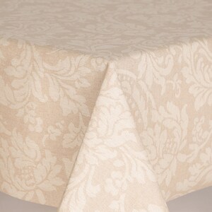 Classic Jacquard Damask Scrolls Oilcloth Tablecloth , Cotton Cloth With ...
