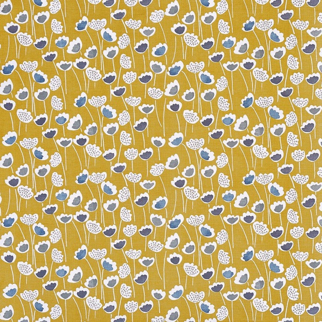 Funky Tulip Ochre Scandinavian Print Oilcloth Tablecloth Cotton Cloth ...