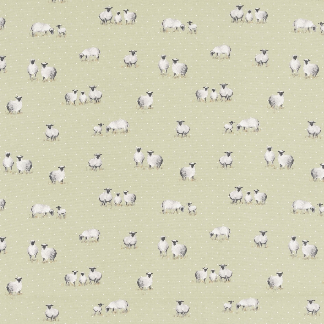 Sheepy Sage Green Sheep and Polkadots Oilcloth Tablecloth Wipe Clean ...