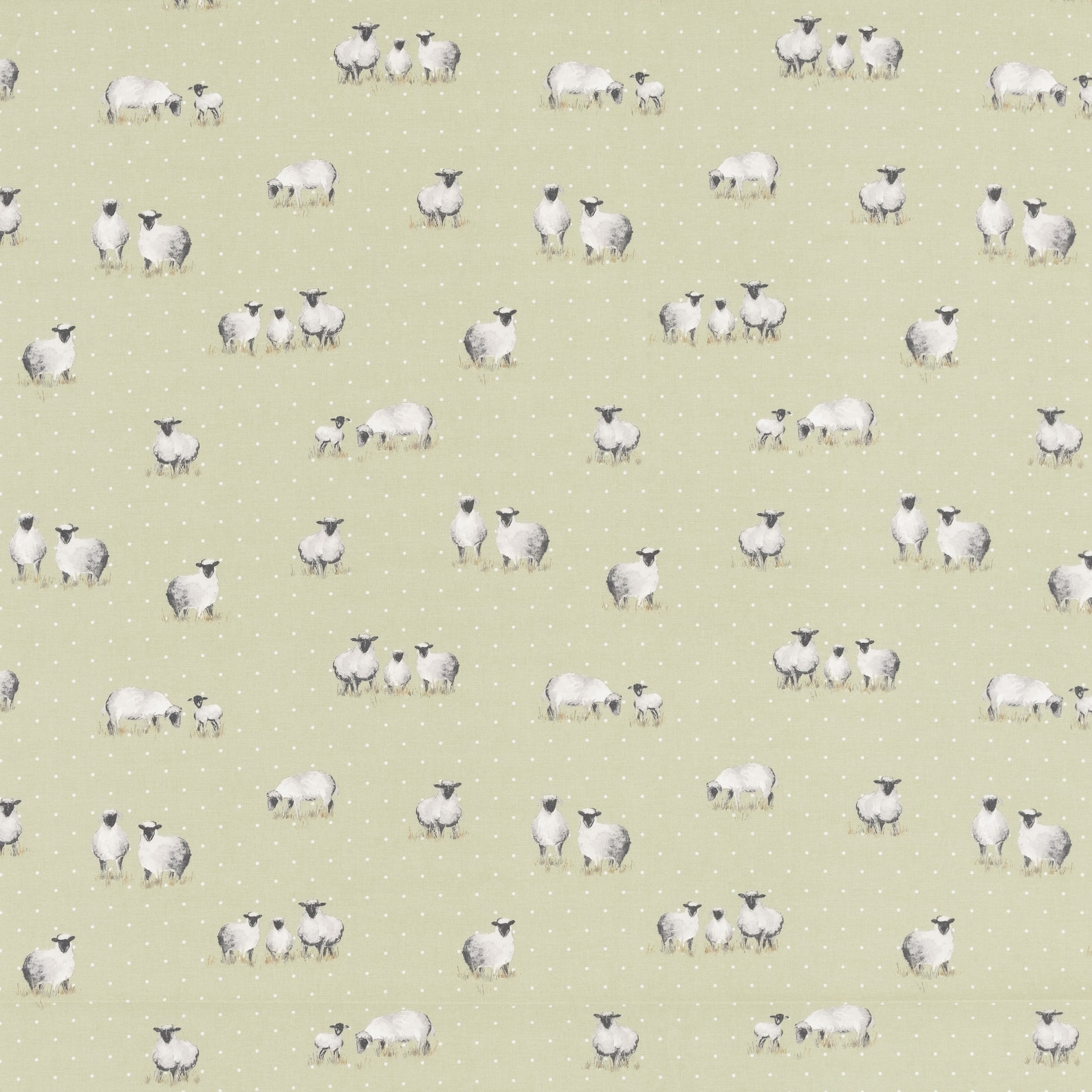 Sheepy Sage Green Sheep and Polkadots Oilcloth Tablecloth Wipe Clean ...