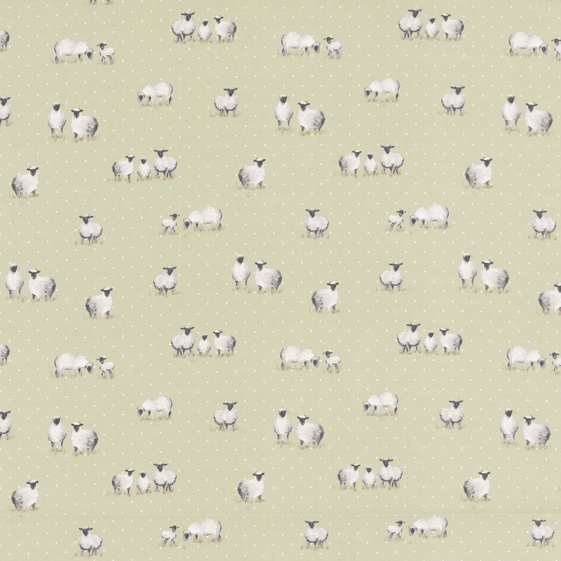 Sheepy Sage Green Sheep and Polkadots Oilcloth Tablecloth Wipe Clean ...