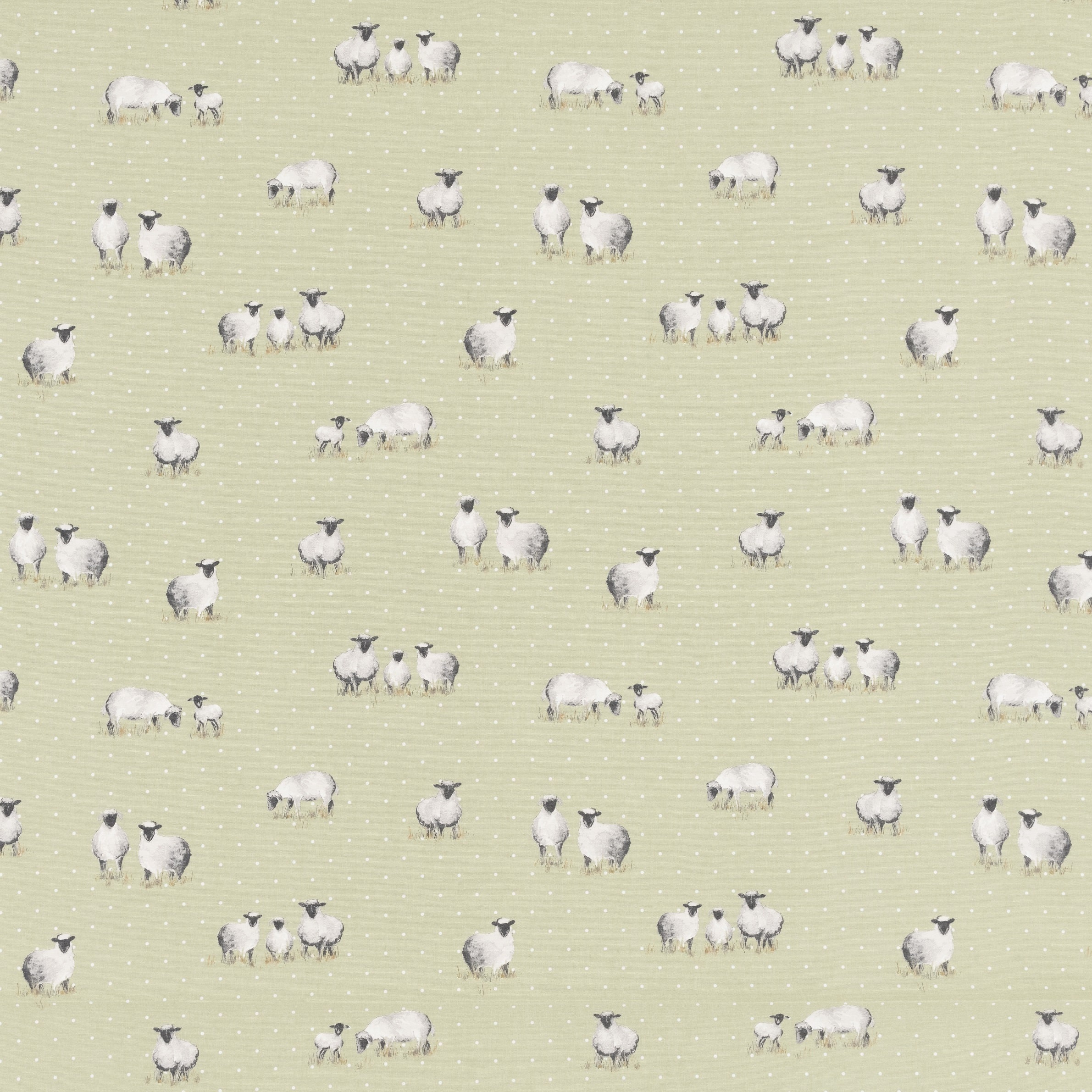 Sheepy Sage Green Sheep and Polkadots Oilcloth Tablecloth Wipe Clean ...