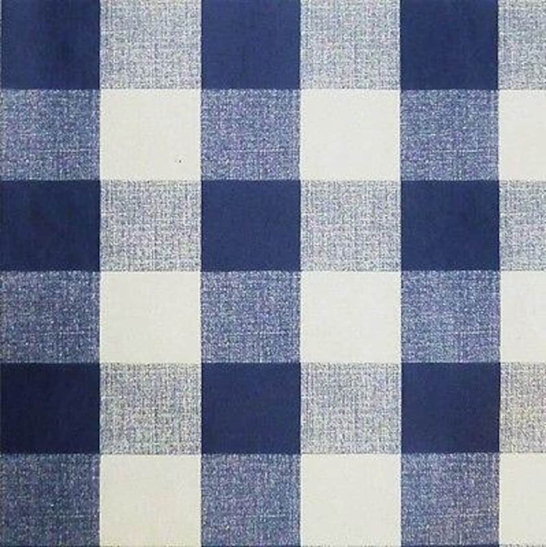 PVC Tablecloth Traditional Gingham Check Navy With off White Square ...