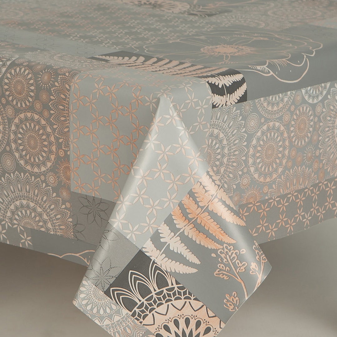 PVC Tablecloth Art Deco Design, Geometric Shapes, Flowers,leaves in ...