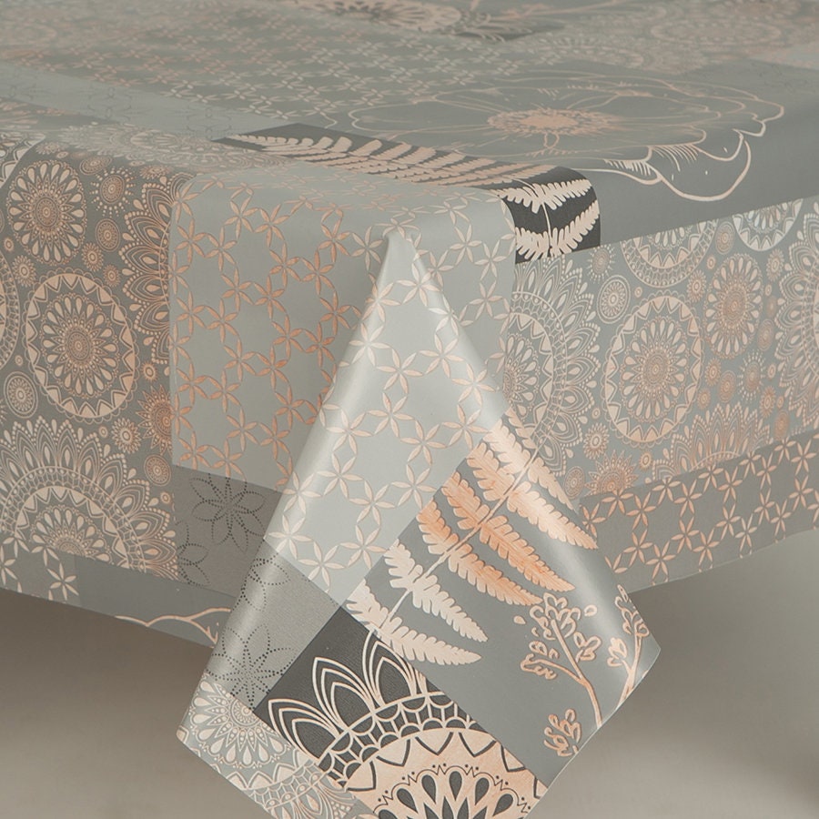 PVC Tablecloth Art Deco Design, Geometric Shapes, Flowers,leaves in ...