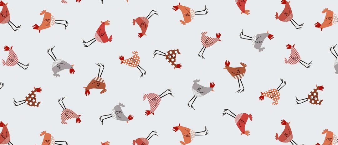 PVC Tablecloth Funky Chickens Red and Grey , Wipe Clean, Vinyl ...