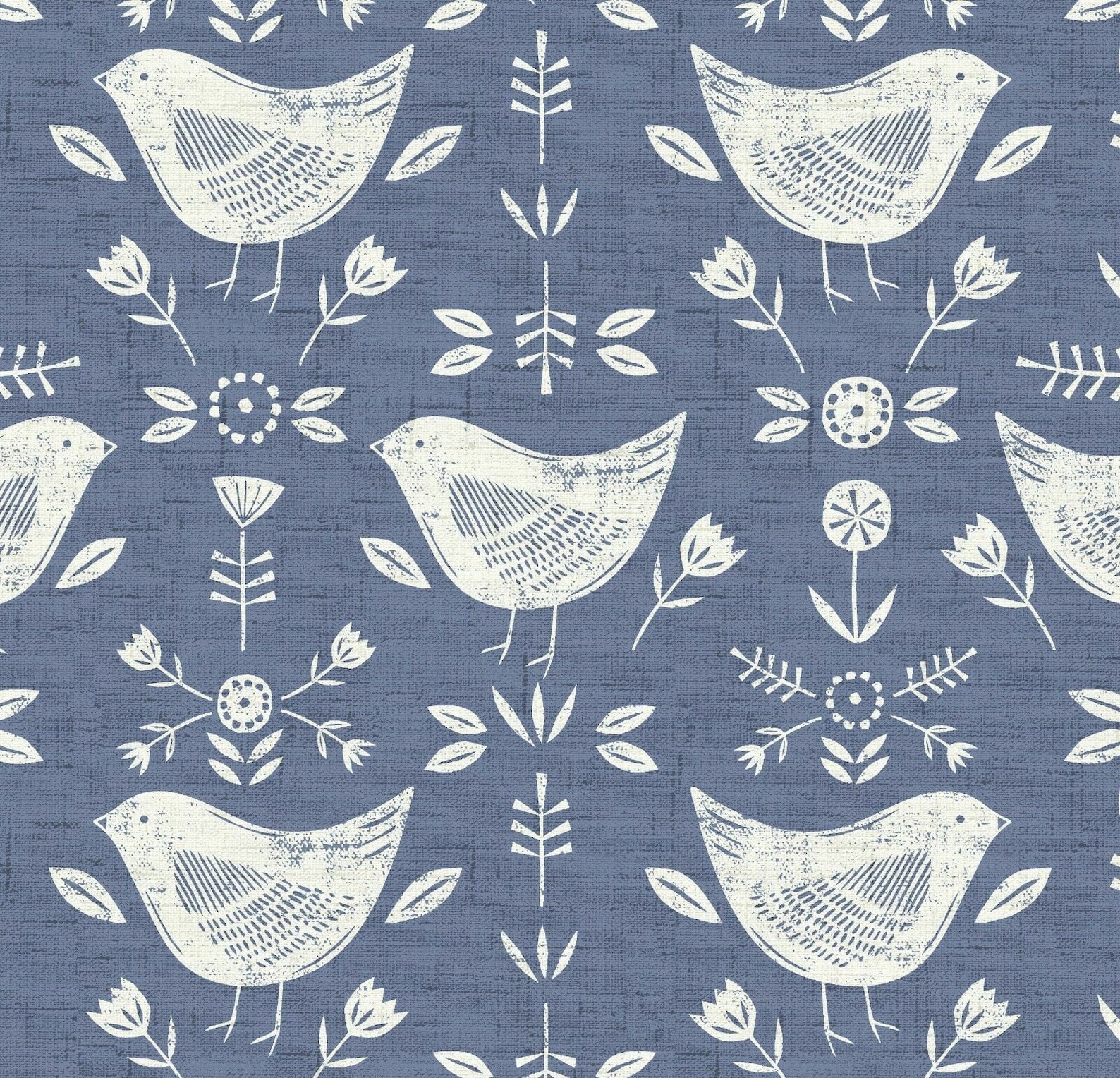 Blue Narvik Birds Leaves and Flowers Scandinavian, Oilcloth Tablecloth ...