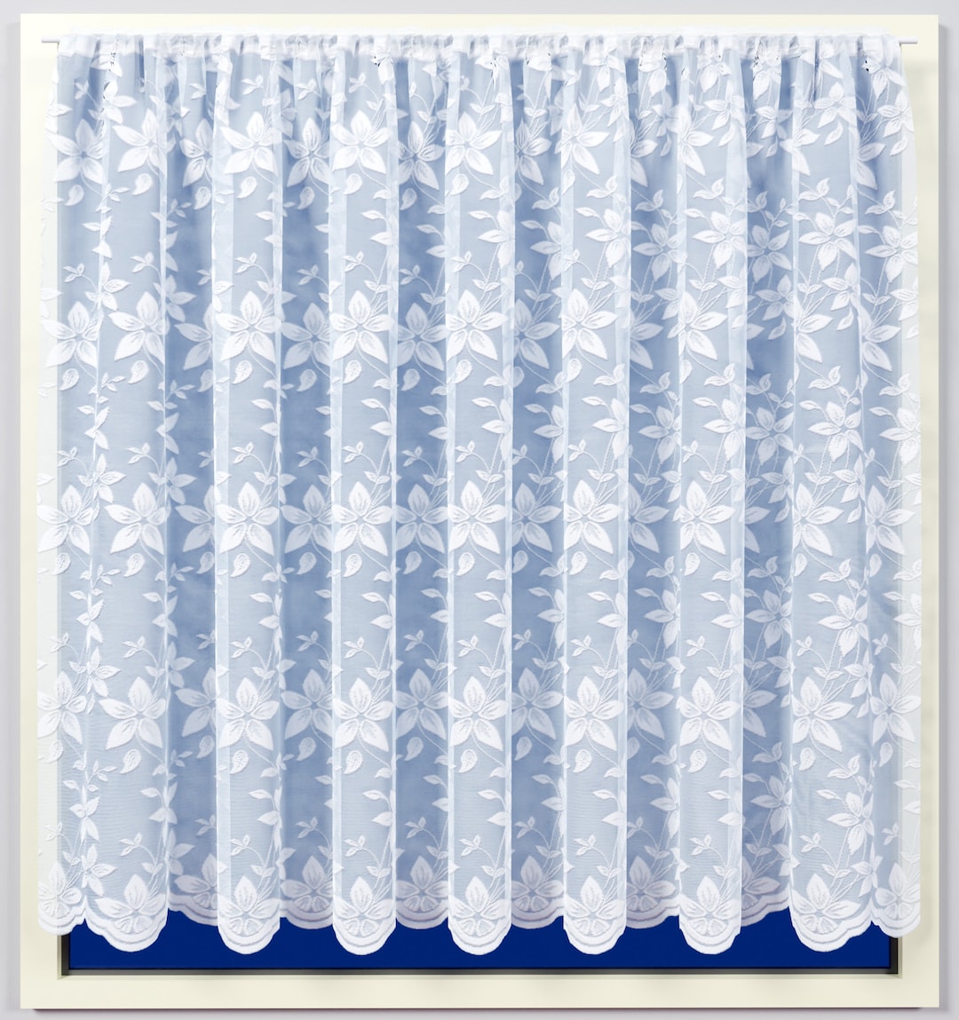 White Net Curtain/lace Curtain (1942) Beautiful Floral Pattern With ...