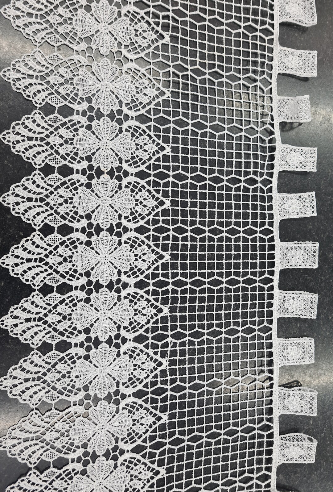 White Macrame Cafe Net Curtain/lace Curtain Design With Detailed Tab ...