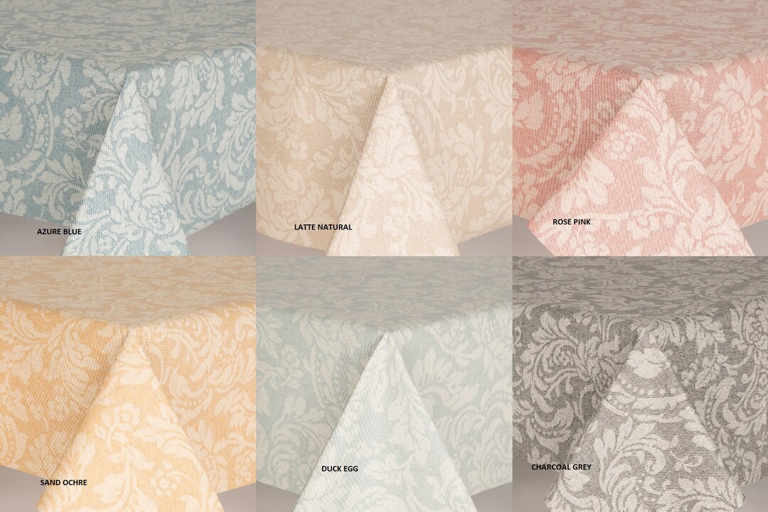 Classic Jacquard Damask Scrolls Oilcloth Tablecloth , Cotton Cloth With ...