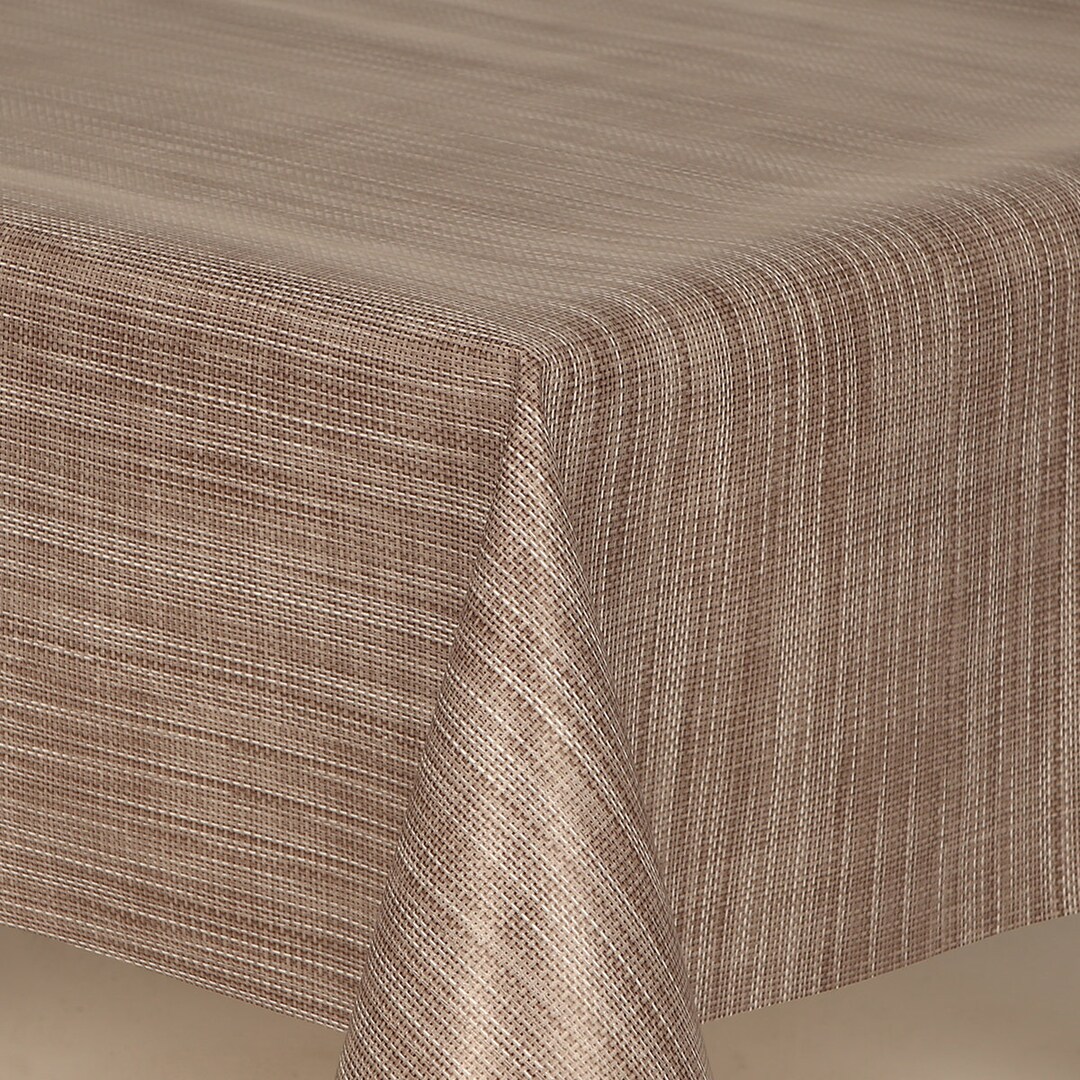 PVC Tablecloth Hessian Linen Woven Effect Grey Brown Print PVC Oilcloth ...