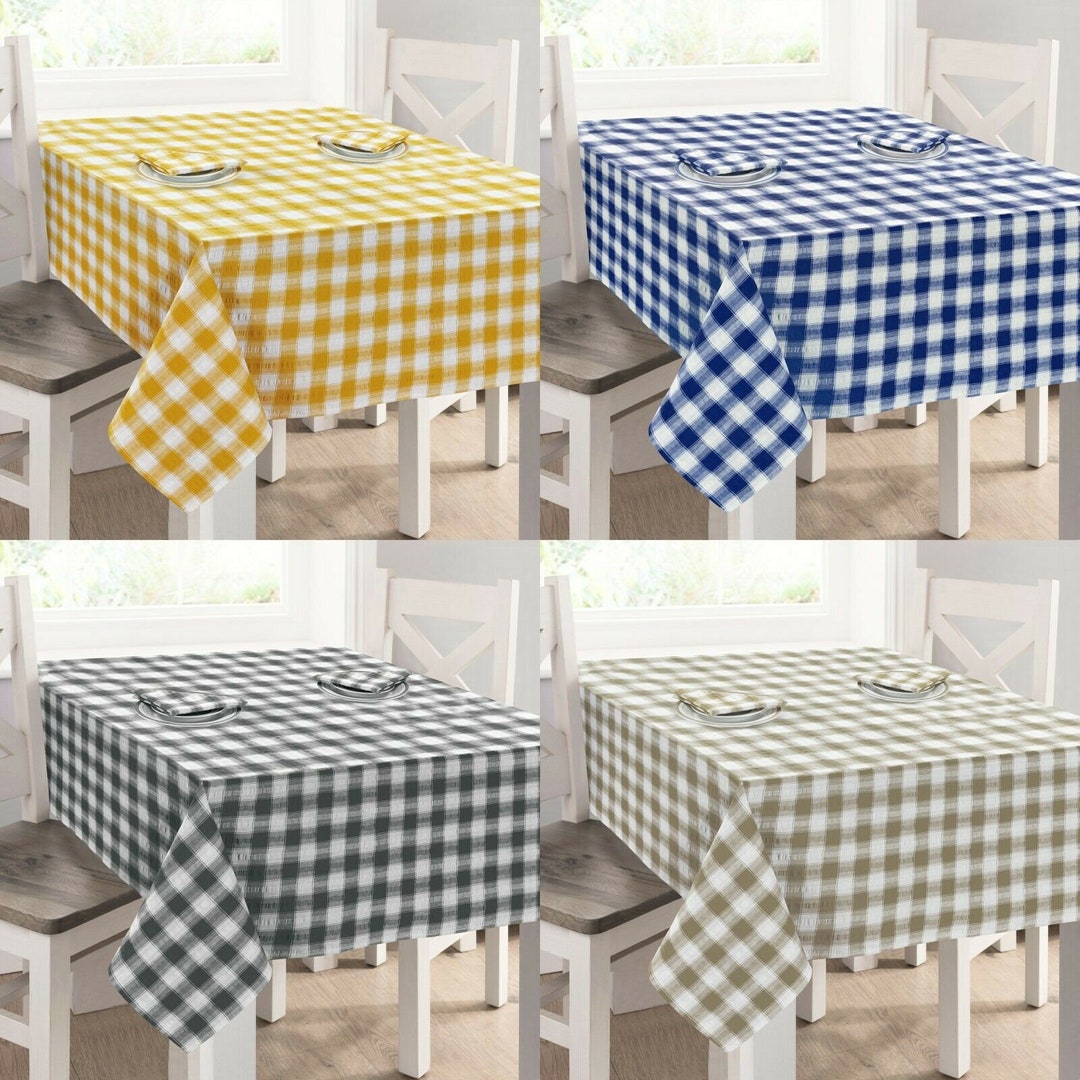 Seersucker Large Check Tablecloths or Napkins Easy Care Washable ...