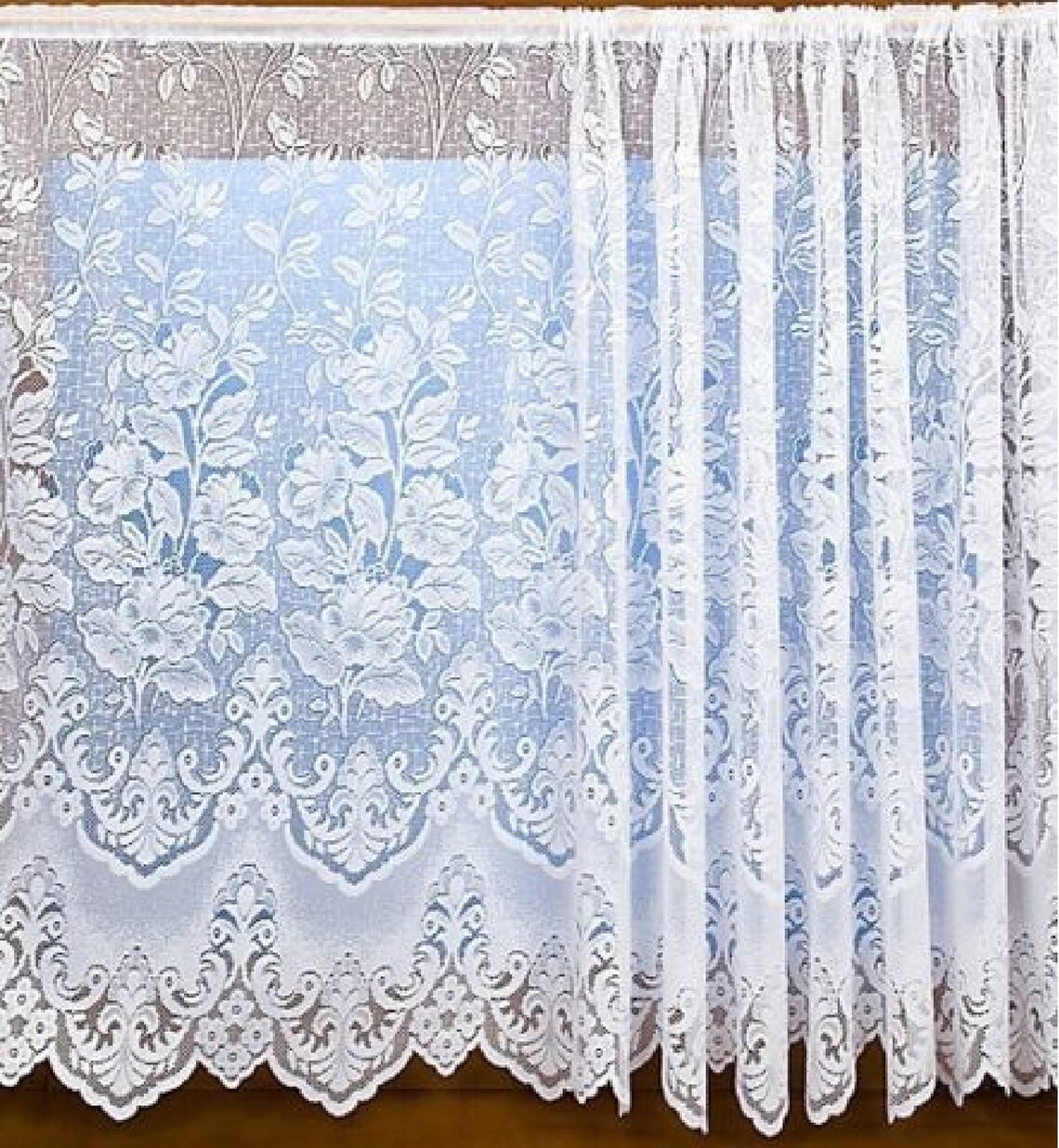 White Net Curtain/lace Curtain Design 606 Beautiful Floral Pattern With ...