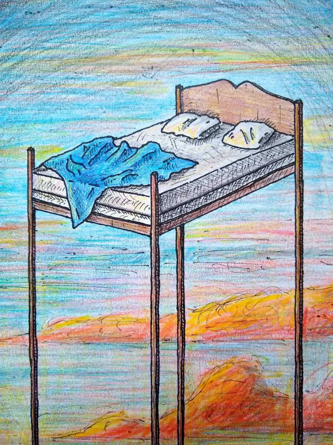 Original Pen and Ink, Pen and Ink Illustration, Colored Pencil Drawing ...