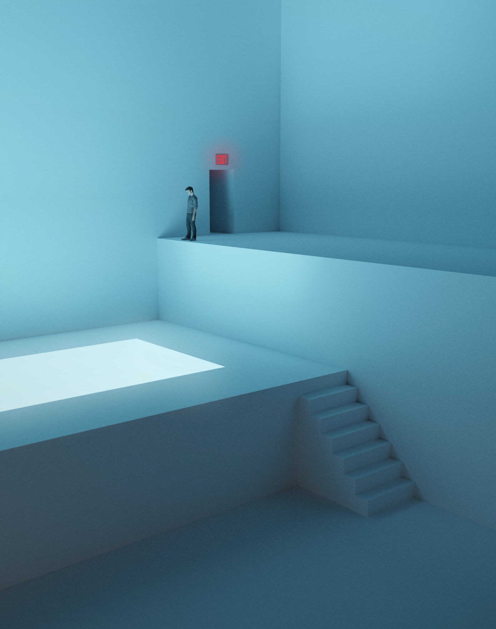 Surreal Print, Surrealism, Blue, CG Render Print, Architecture, Weird ...