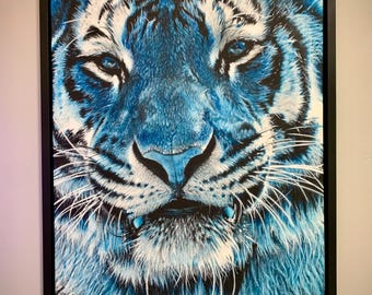 Blue Tiger Abstract Painting (ORIGINAL) - Etsy
