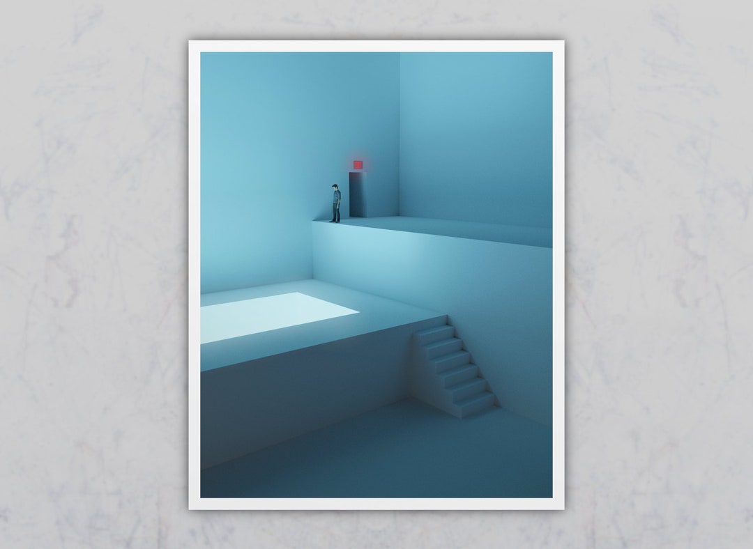 Surreal Print, Surrealism, Blue, CG Render Print, Architecture, Weird ...